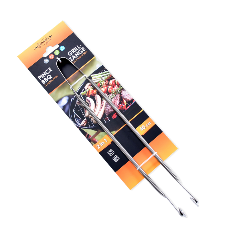 Pince Barbecue BBQ à retourner 2-en-1 avec Roulettes - Durandal