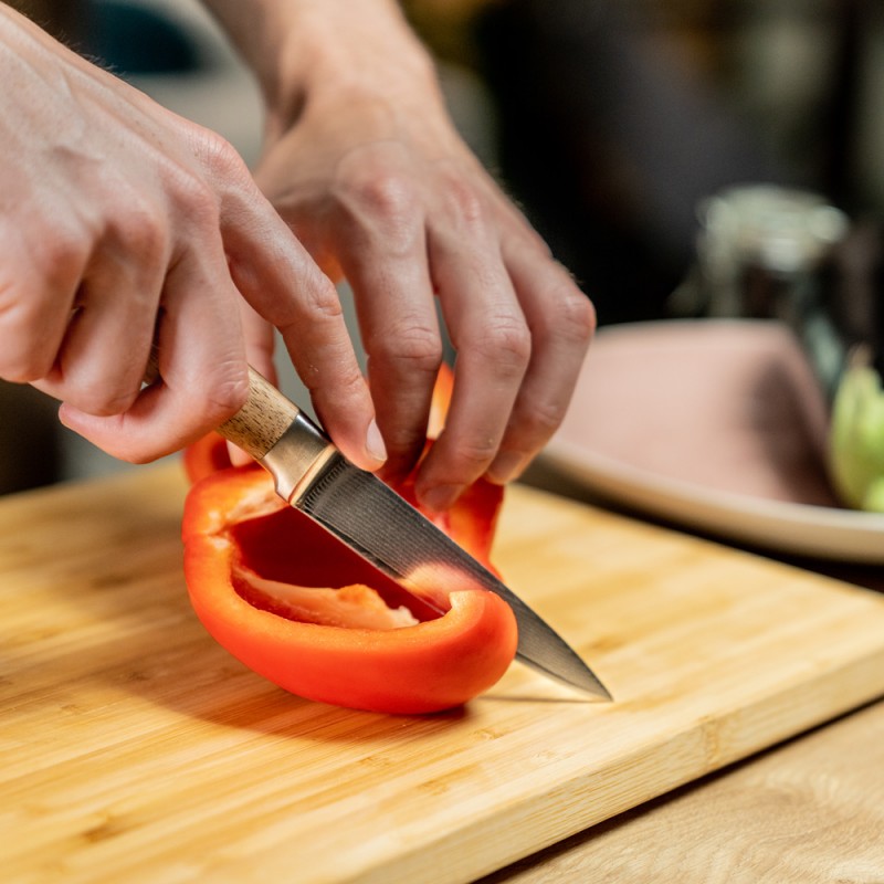 Couteaux de cuisine Légende lame en acier damassé et manche en bois